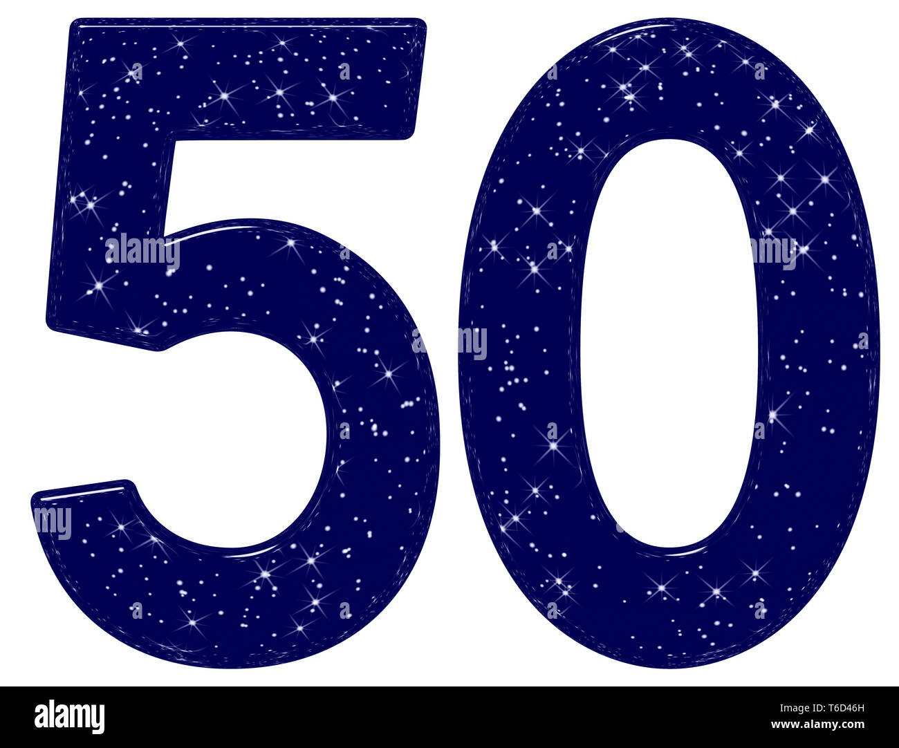 Numeral 50, fifty, five, star sky texture imitation, isolated on white ...