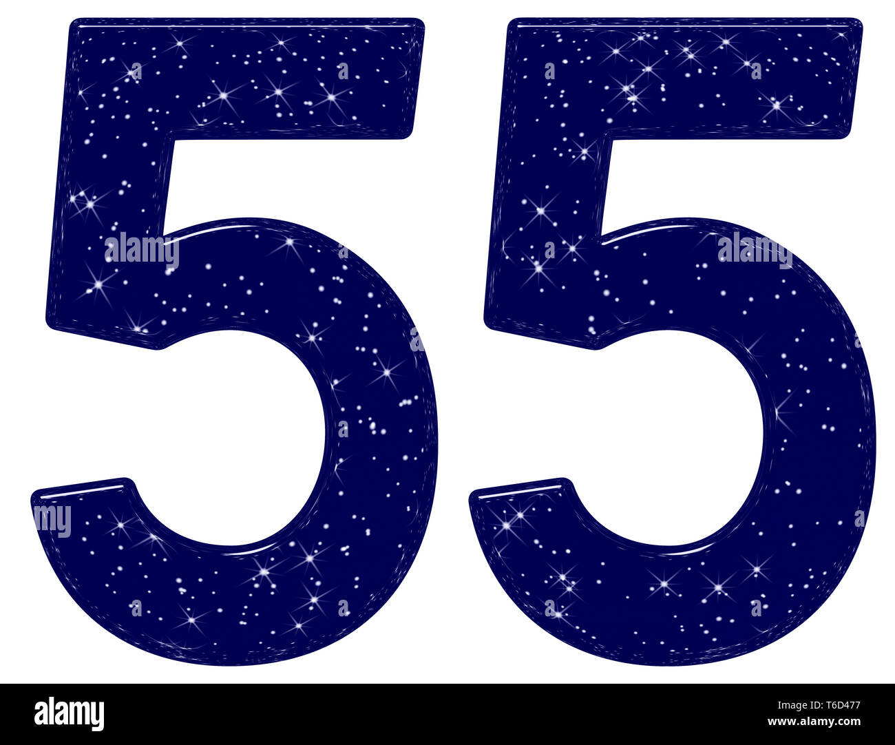 Numeral 55, fifty five, star sky texture imitation, isolated on white ...