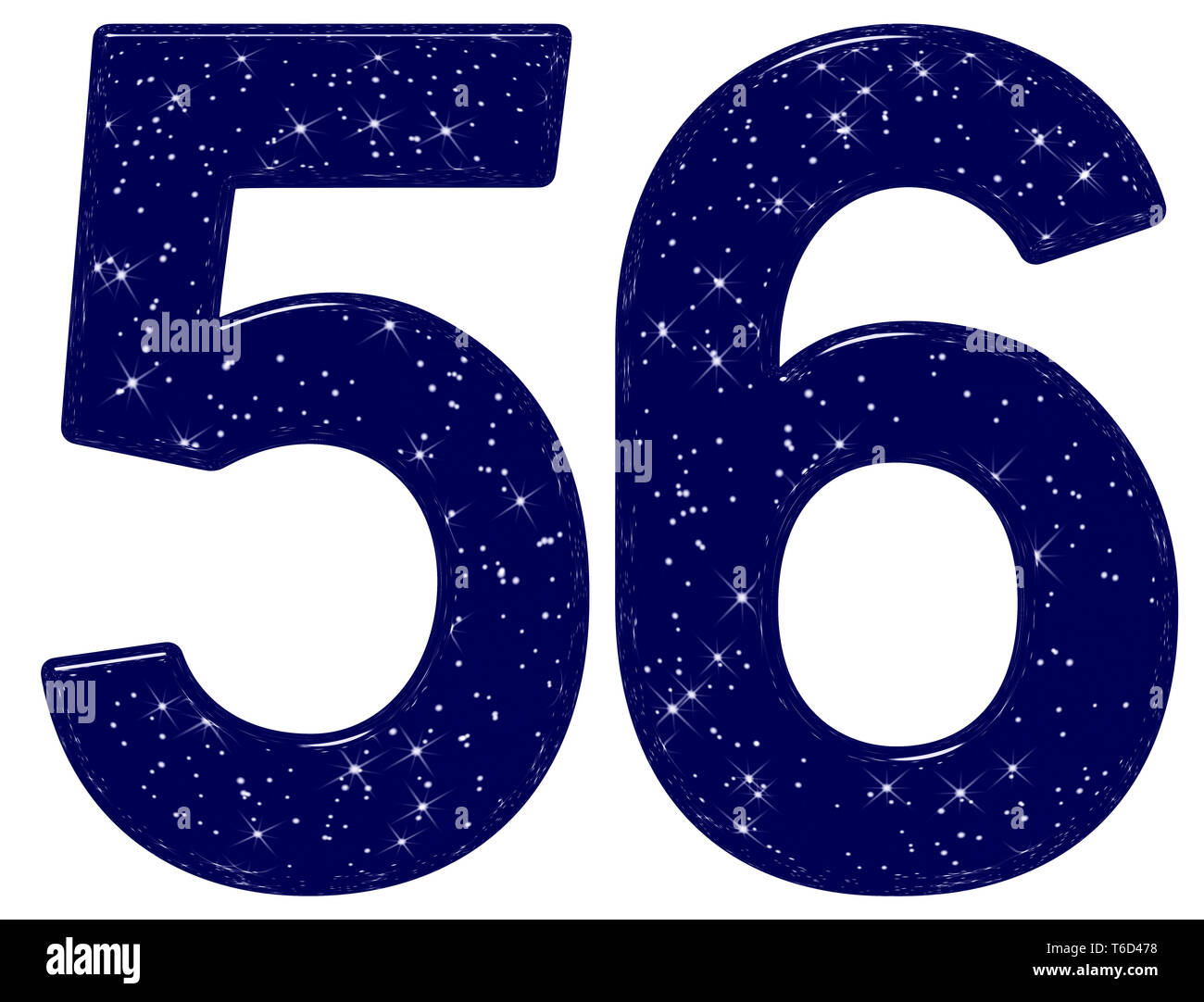 Numeral 56, fifty six, star sky texture imitation, isolated on white ...