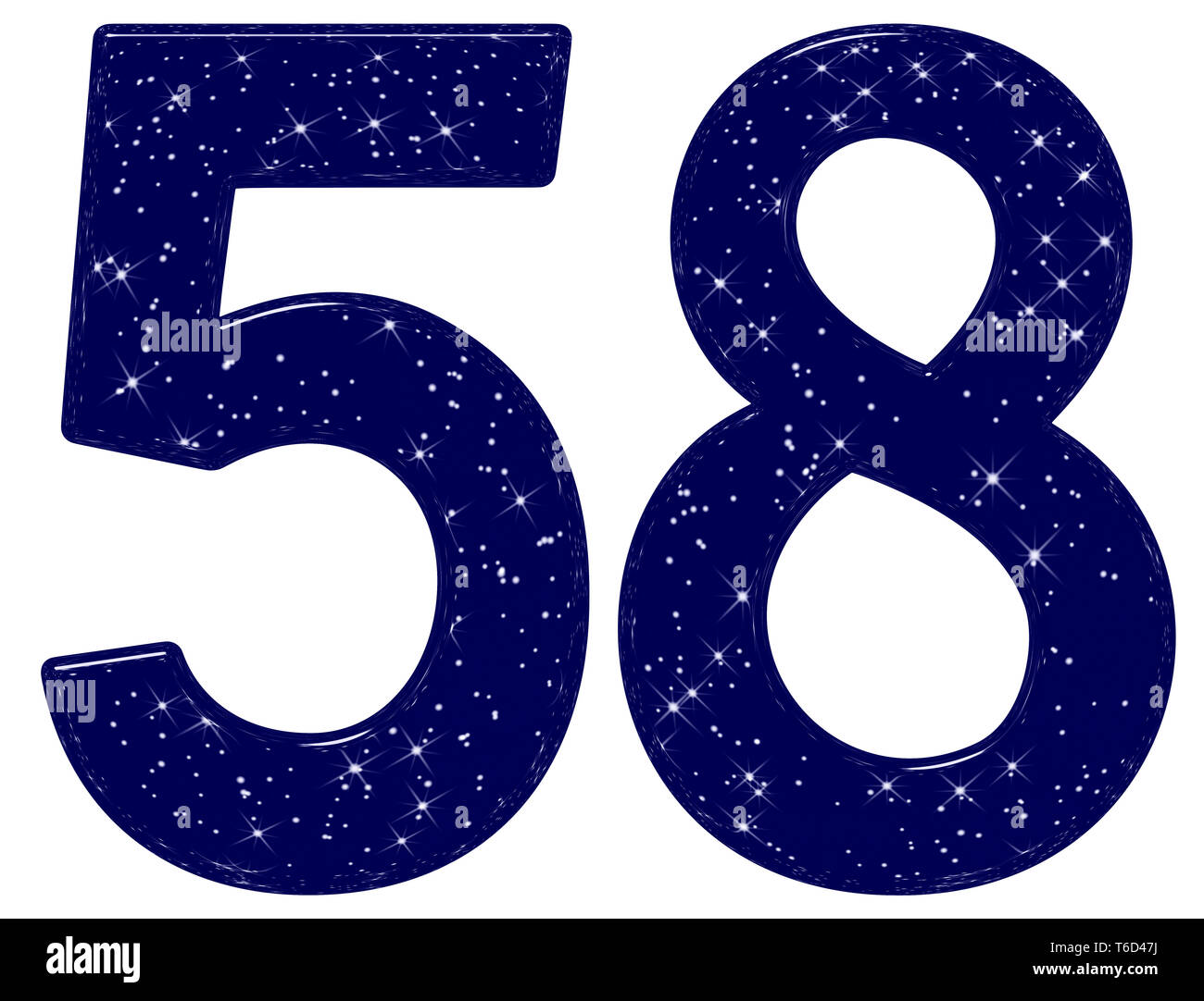 Numeral 58, fifty eight, star sky texture imitation, isolated on white ...
