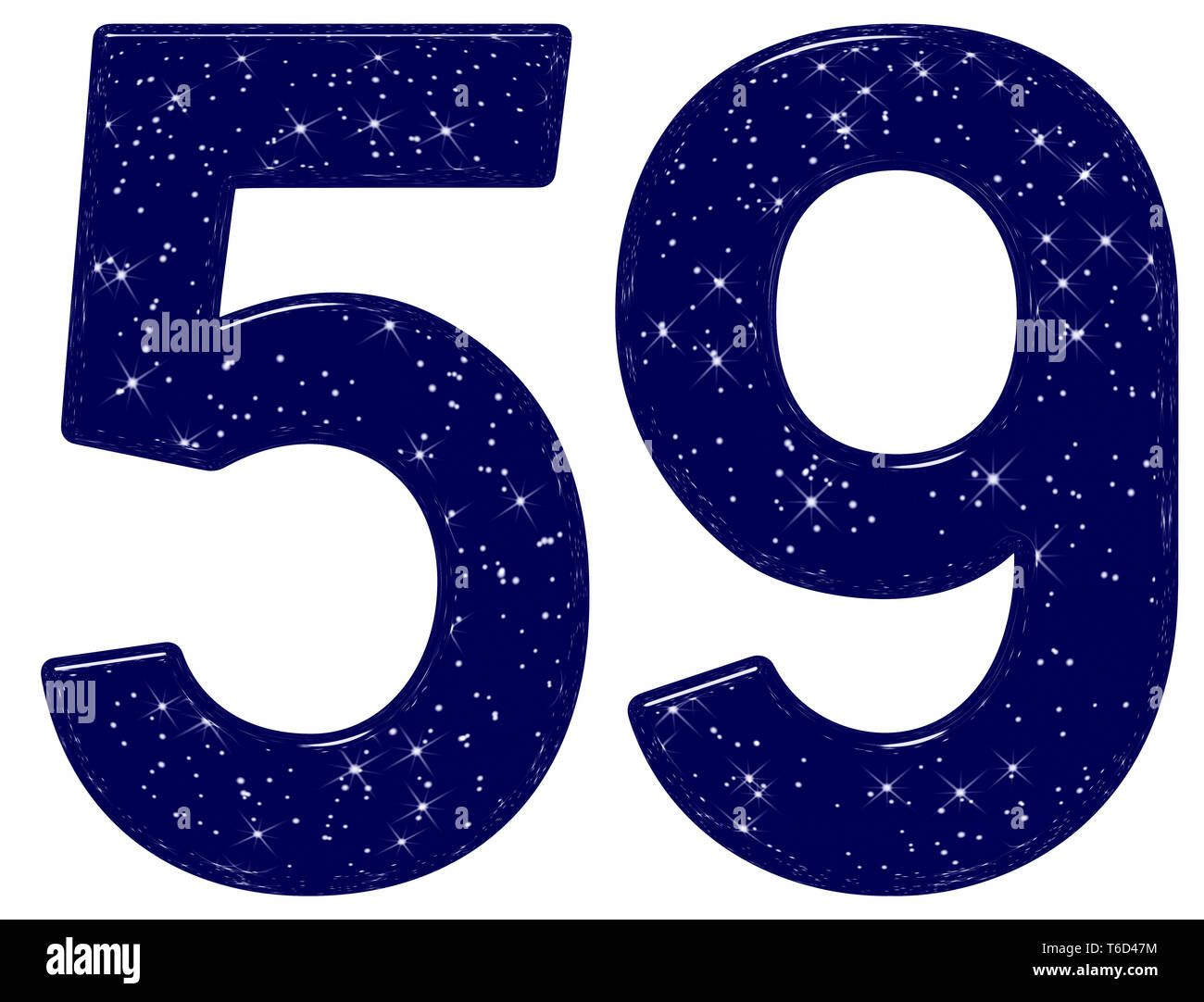 Numeral 59, fifty nine, star sky texture imitation, isolated on white ...