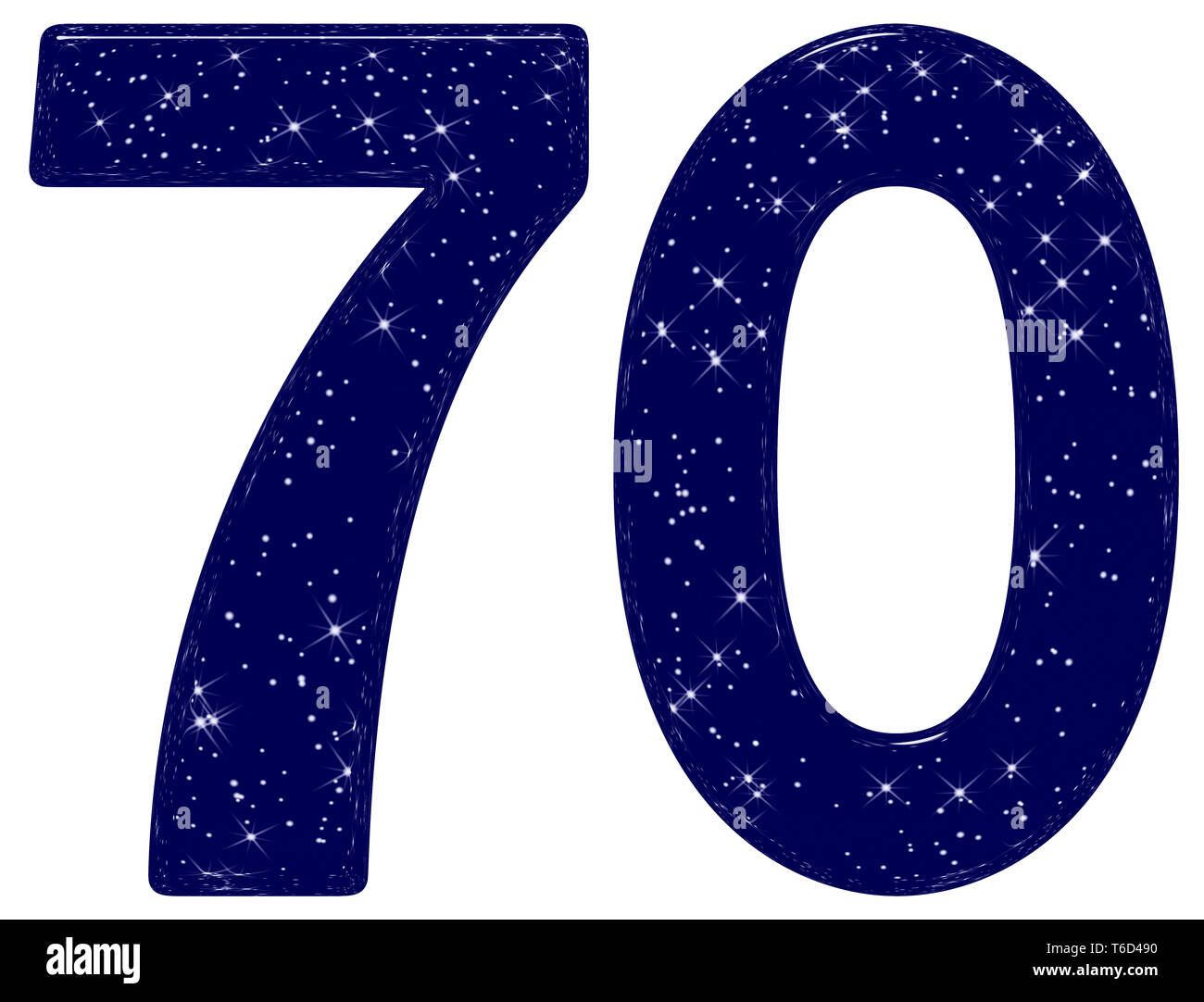 Numeral 70, seventy, star sky texture imitation, isolated on white ...