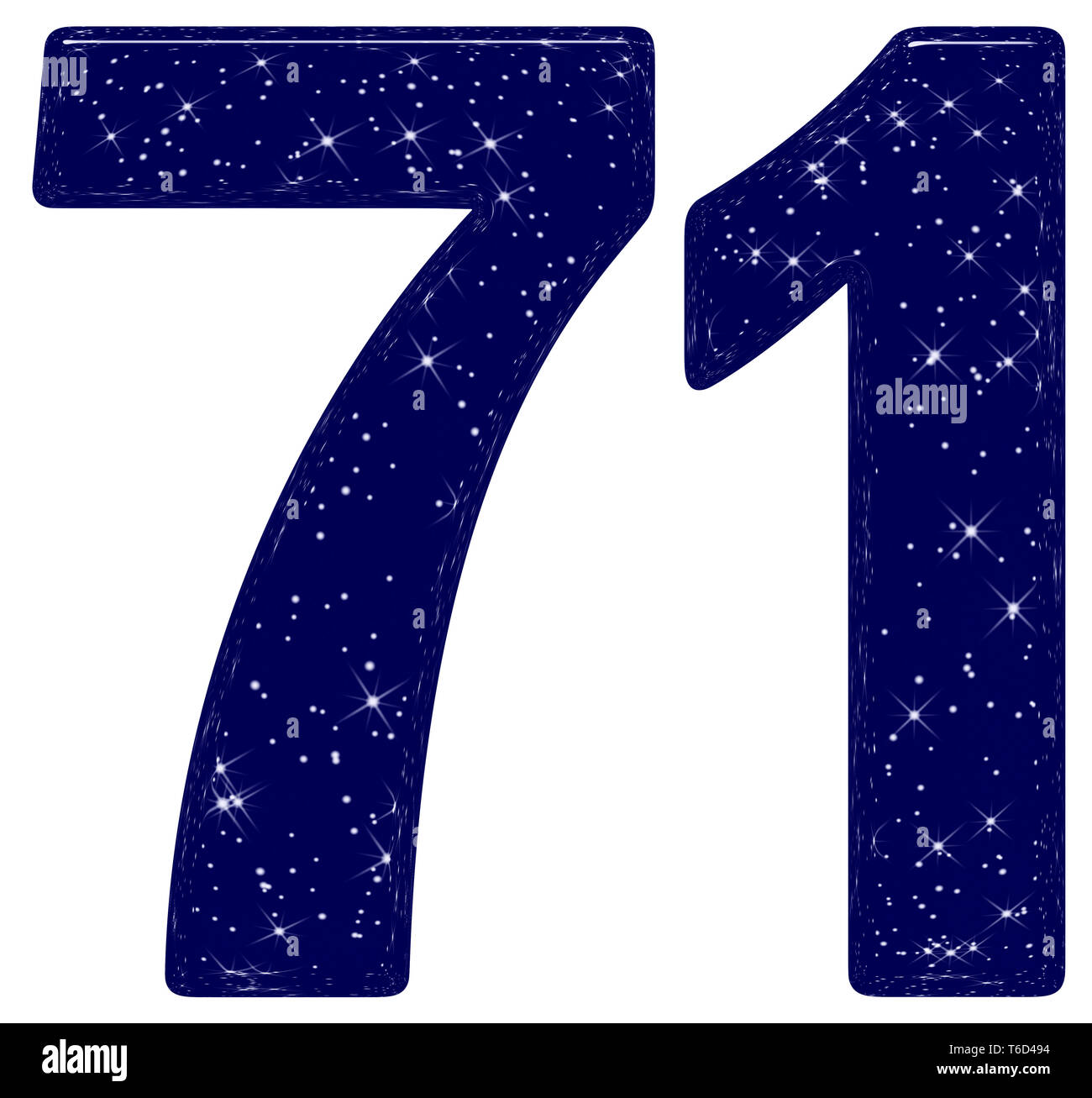 Numeral 71, seventy one, star sky texture imitation, isolated on white ...
