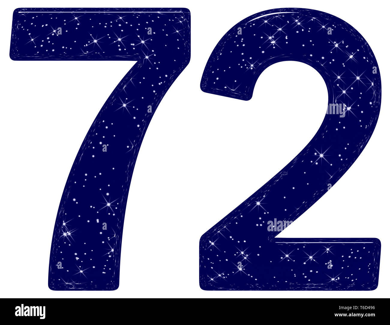 Numeral 72, seventy two, star sky texture imitation, isolated on white ...