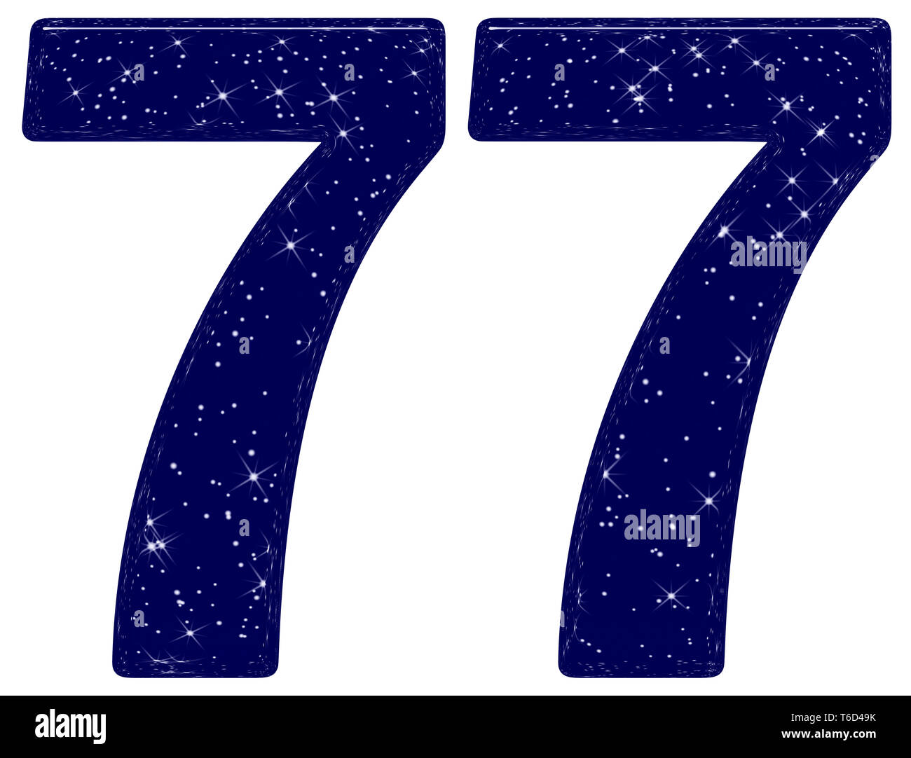 Numeral 77, seventy seven, star sky texture imitation, isolated on ...