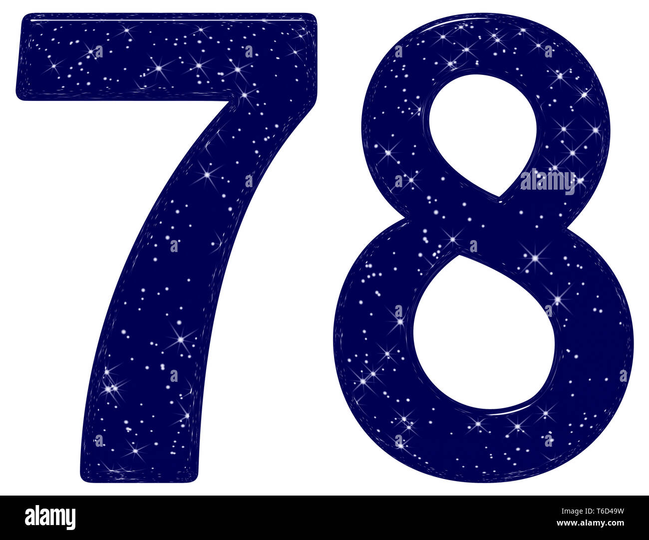 Numeral 78, seventy eight, star sky texture imitation, isolated on ...