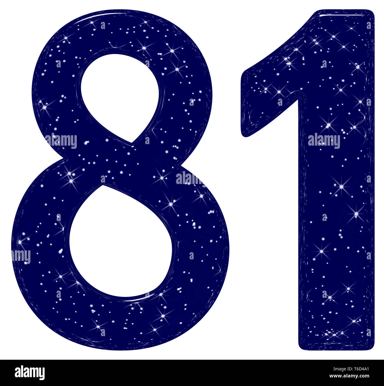 Numeral 81, eighty one, star sky texture imitation, isolated on white ...