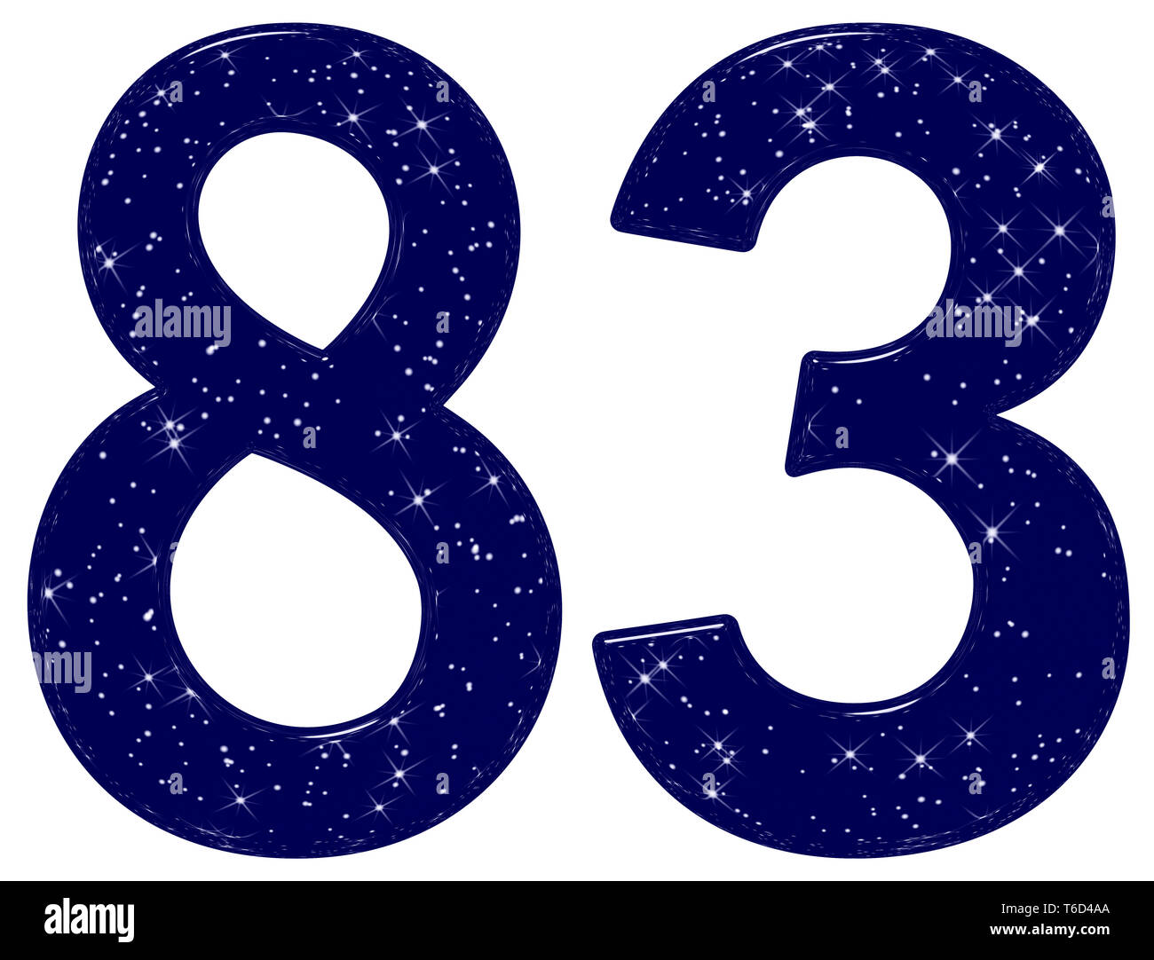 Numeral 83, eighty three, star sky texture imitation, isolated on white ...