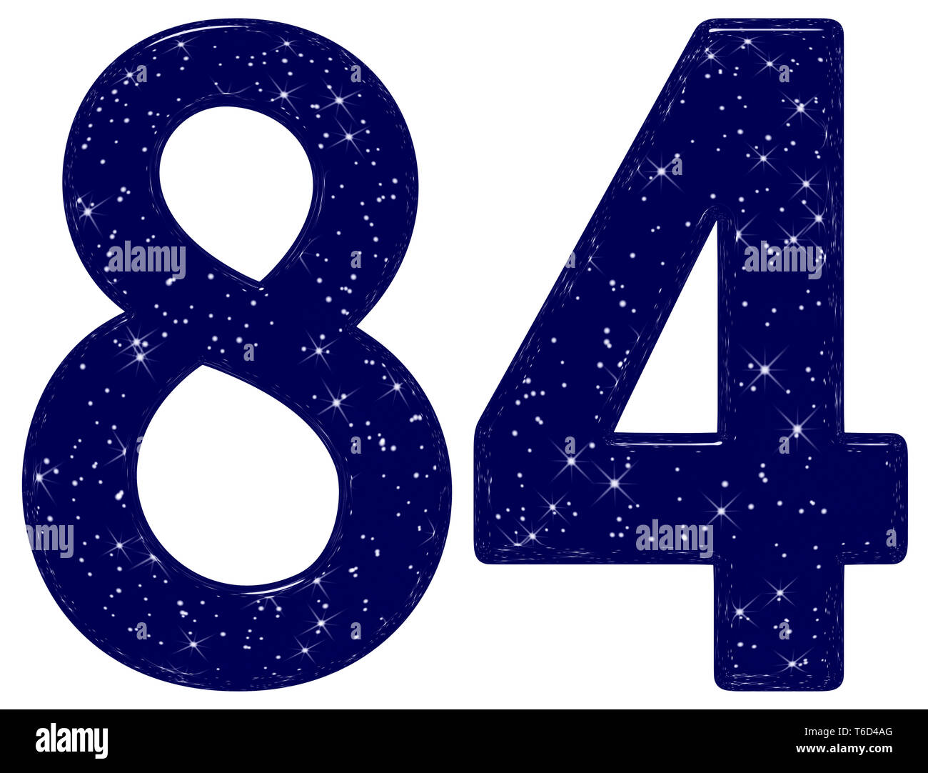 Numeral 84, eighty four, star sky texture imitation, isolated on white ...