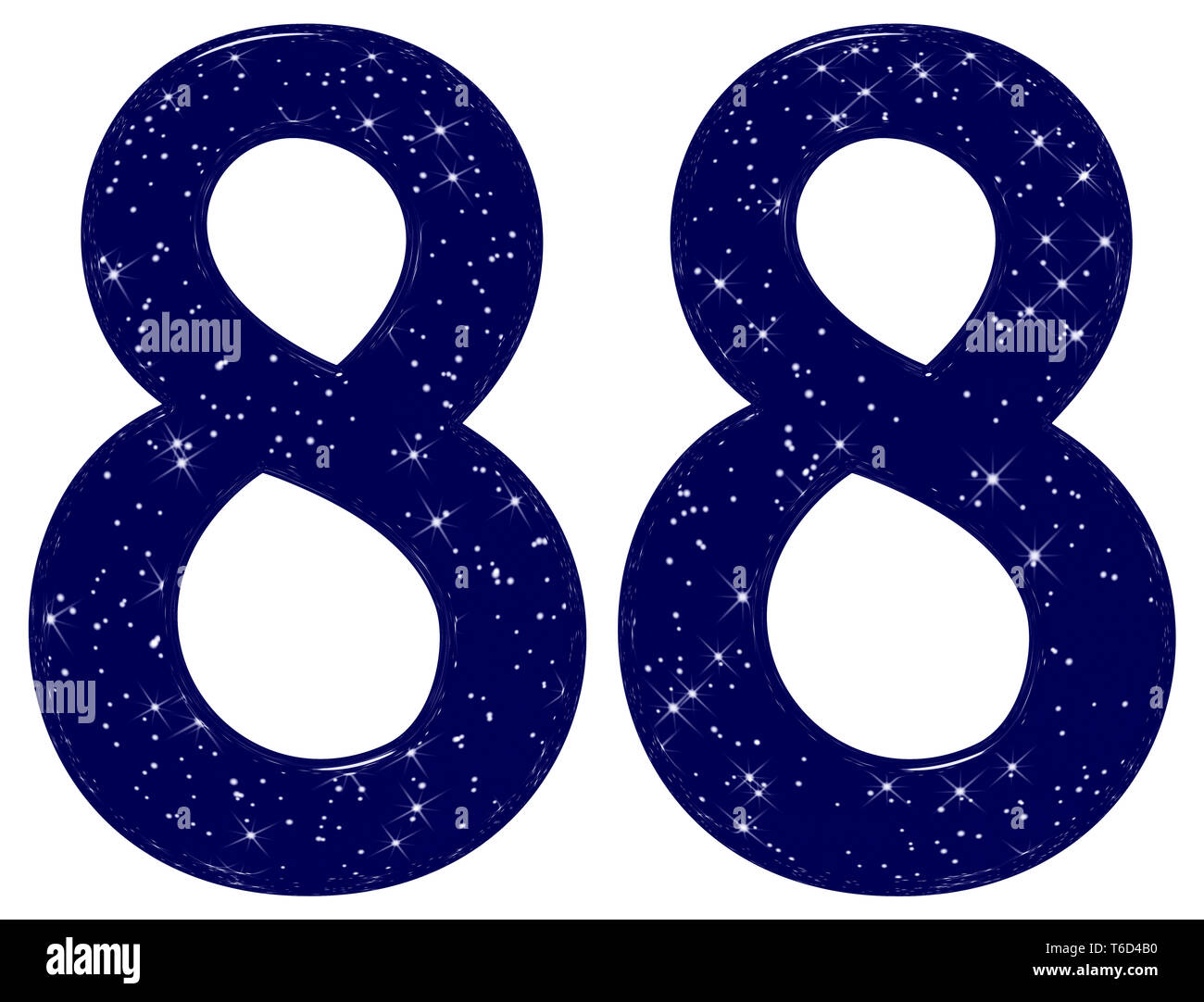 Numeral 88, eighty eight, star sky texture imitation, isolated on white ...