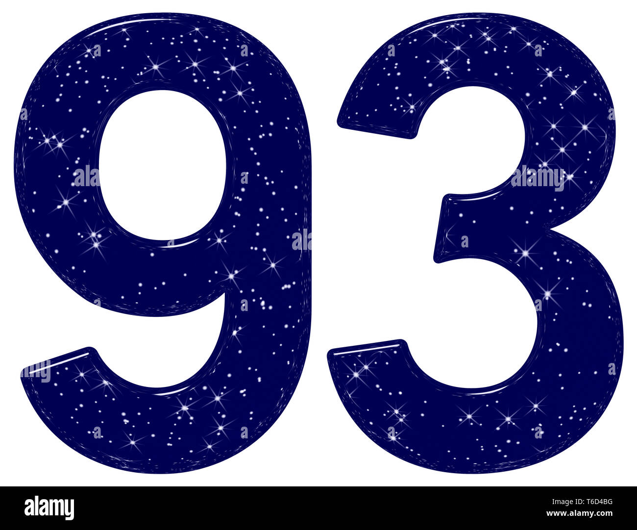 Numeral 93, ninety three, star sky texture imitation, isolated on white ...