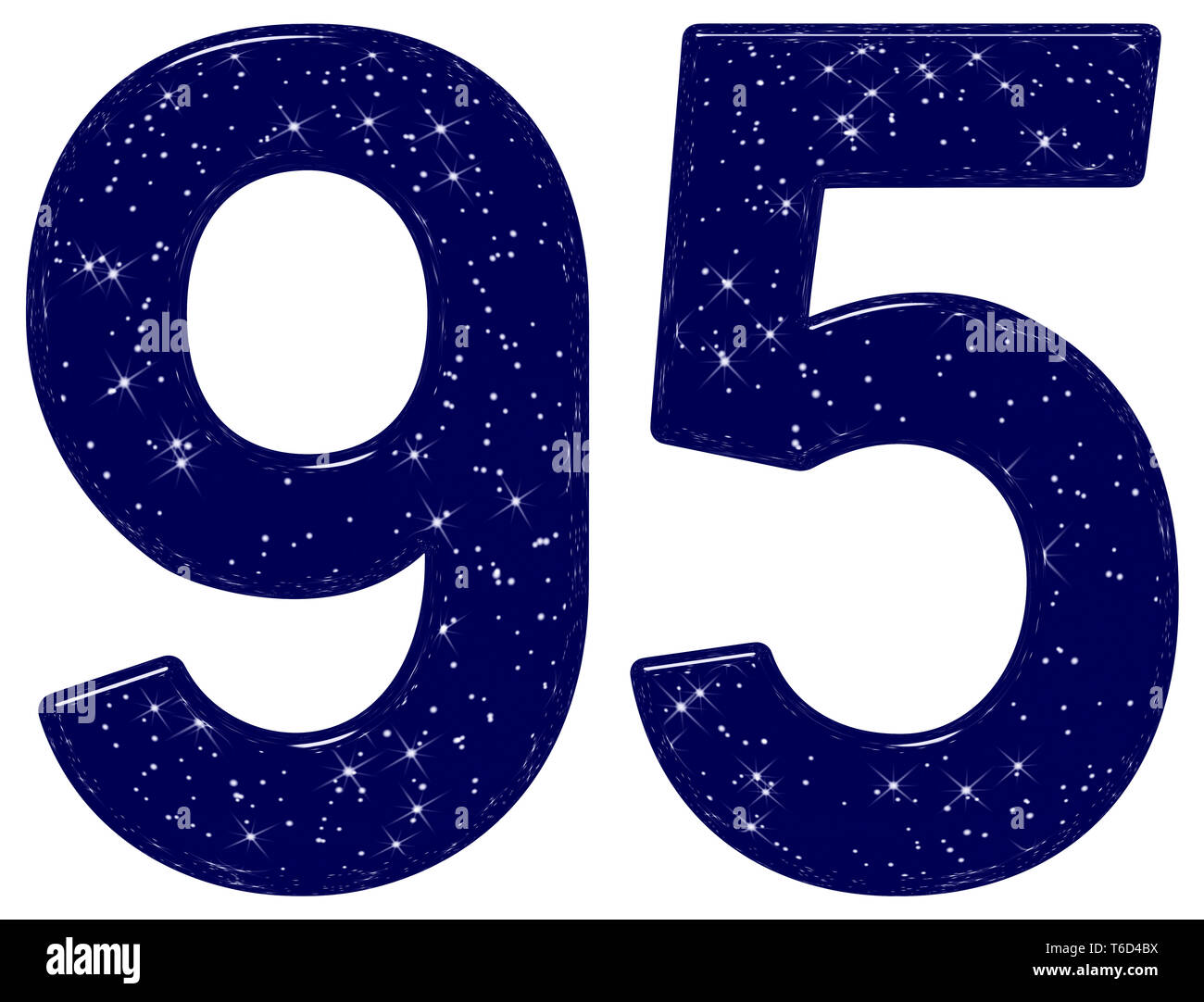 Numeral 95, ninety five, star sky texture imitation, isolated on white ...