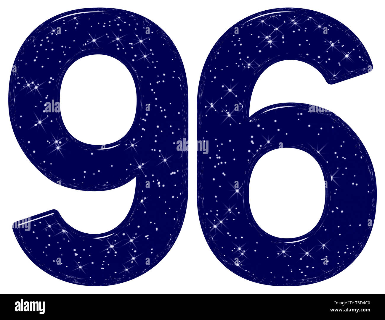 Numeral 96, ninety six, star sky texture imitation, isolated on white ...