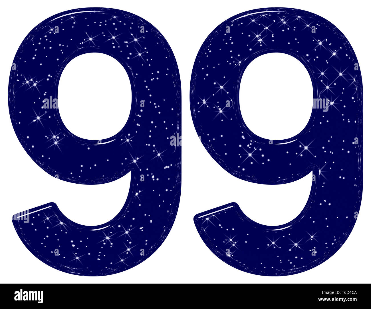 Numeral 99, ninety nine, star sky texture imitation, isolated on white ...