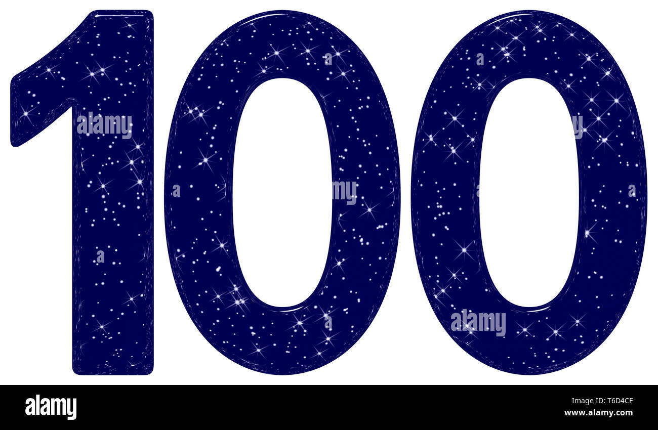 Numeral 100, one hundred, star sky texture imitation, isolated on white ...