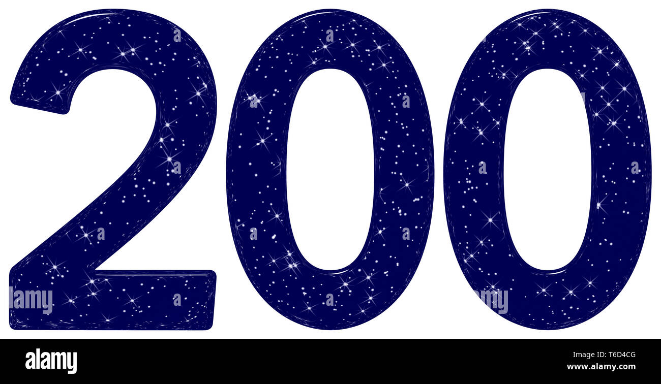 Numeral 200, two hundred, star sky texture imitation, isolated on white ...