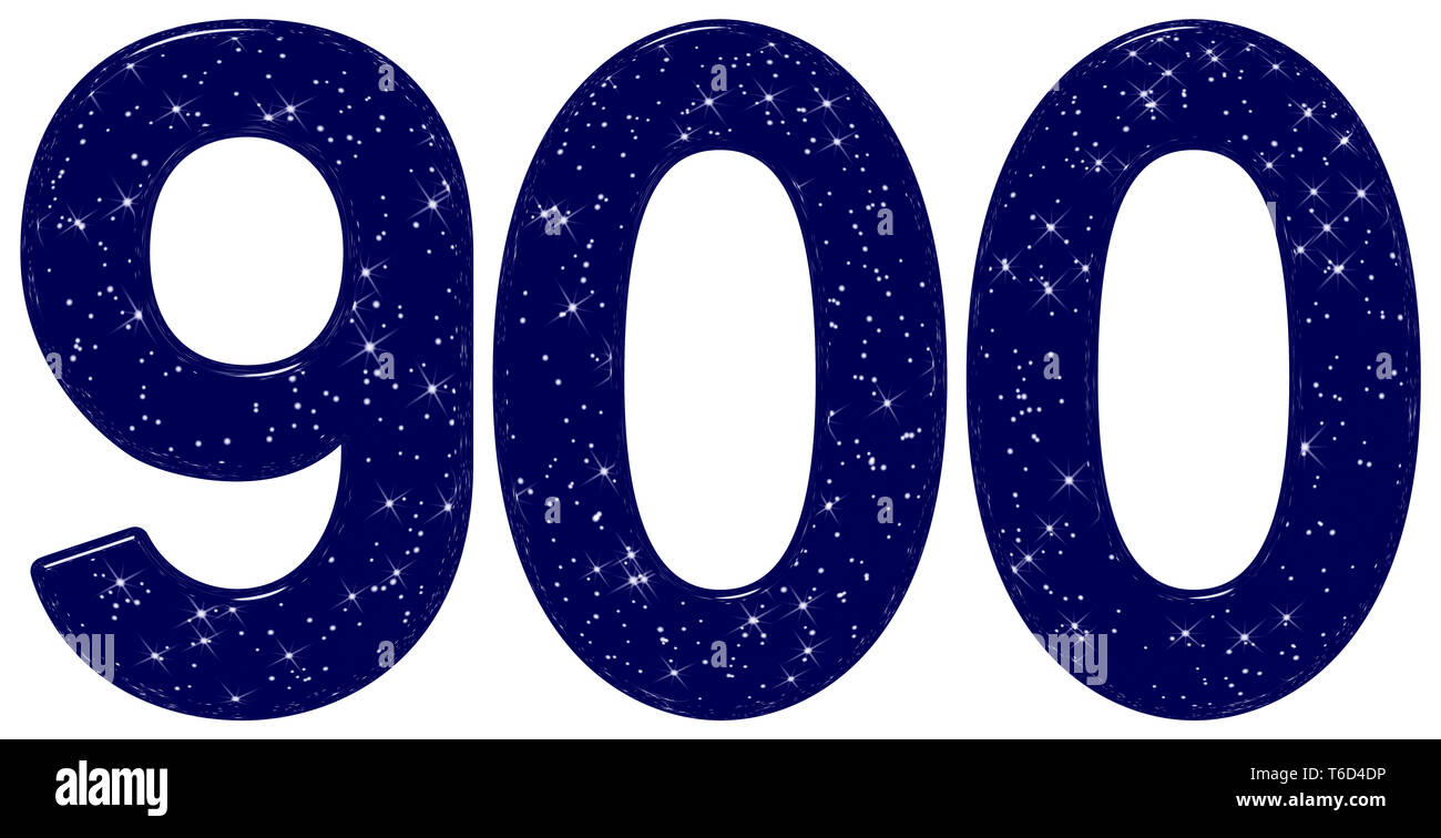 Numeral 900, nine hundred, star sky texture imitation, isolated on ...