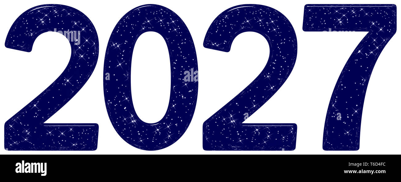 Inscription 2027, star sky texture imitation, isolated on white ...
