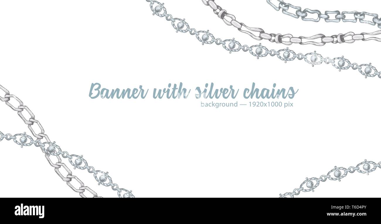 Horizontal web banner with abstract pattern of hand-drawn sketch silver ...