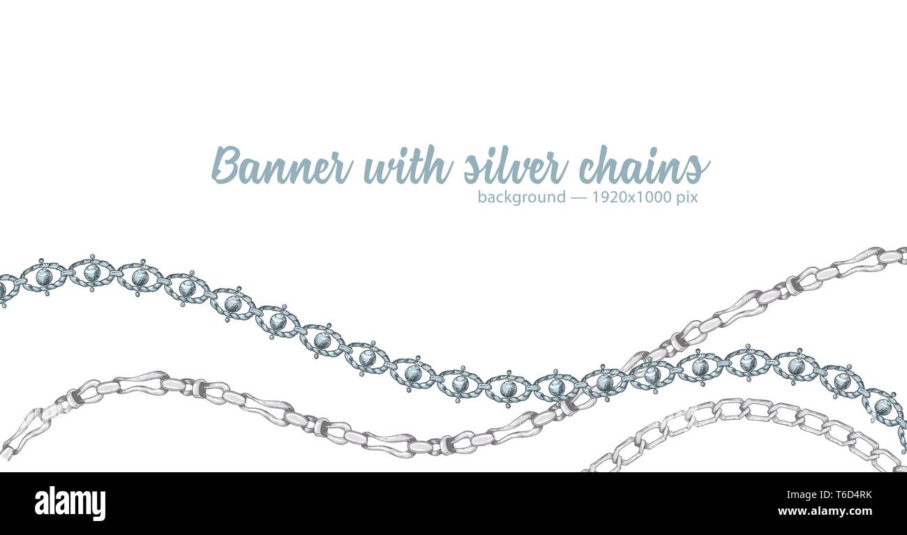 Horizontal web banner with abstract pattern of hand-drawn sketch silver ...