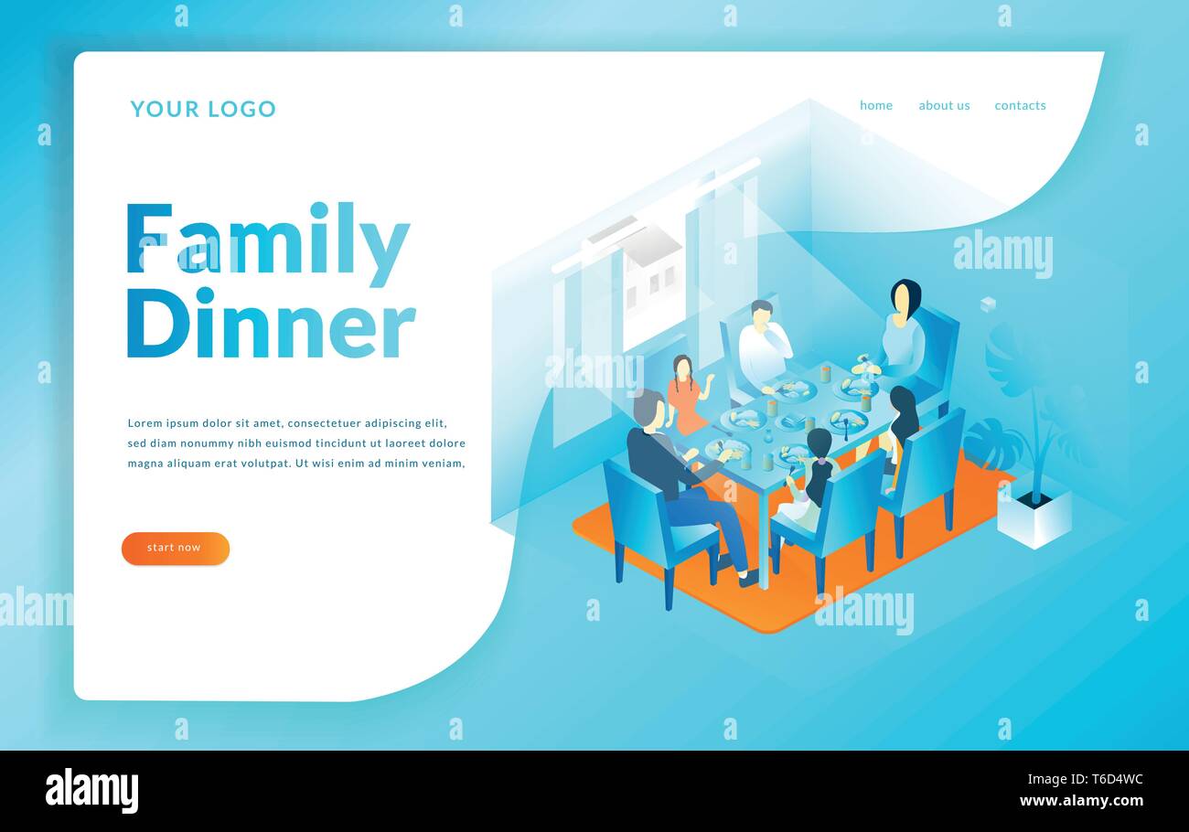 Children family dinner table Stock Vector Images - Alamy