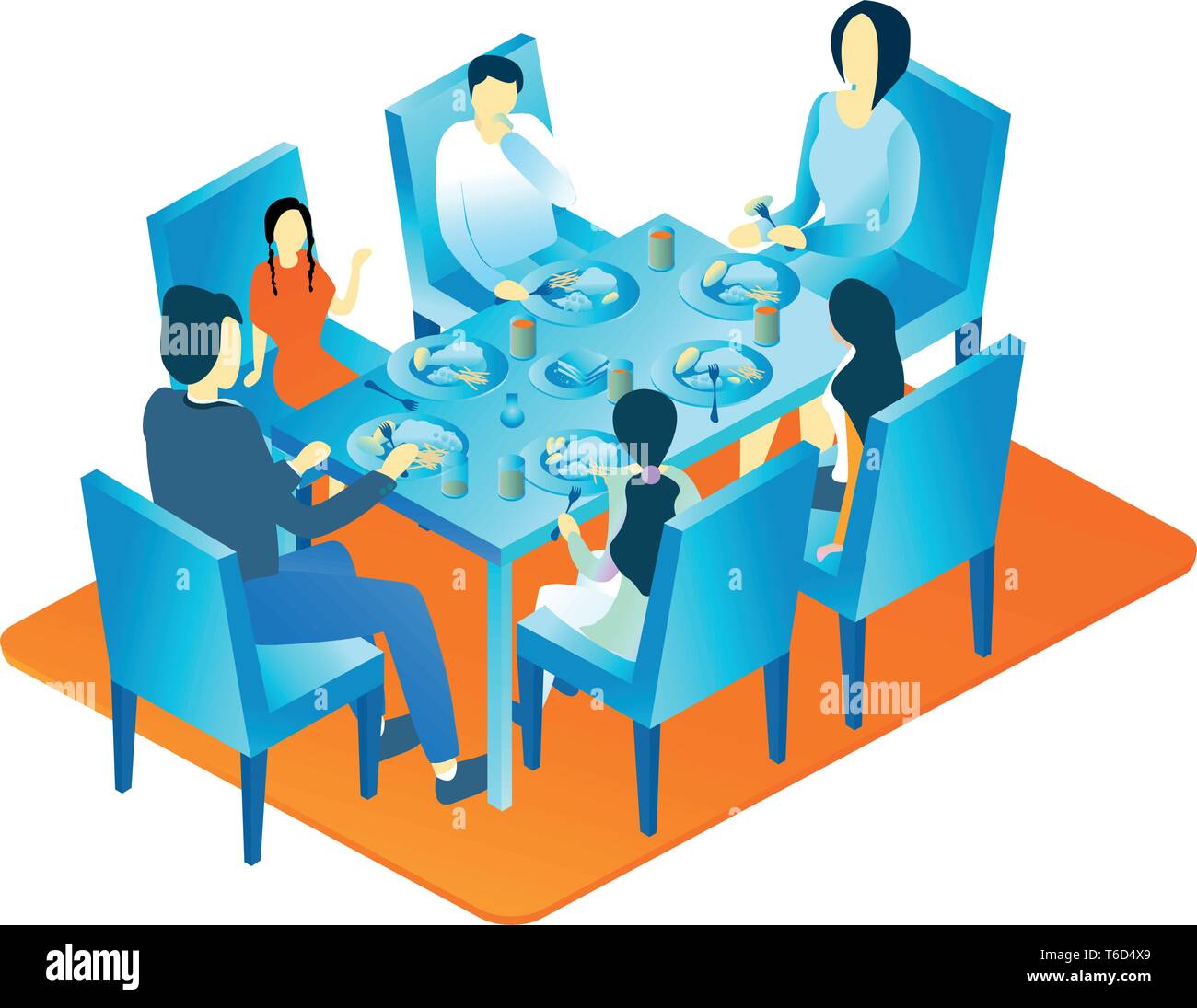 Happy family eating lunch Stock Vector Images - Alamy