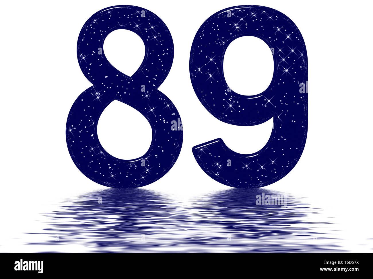 Numeral 89, eighty nine, star sky texture imitation, reflected on the ...
