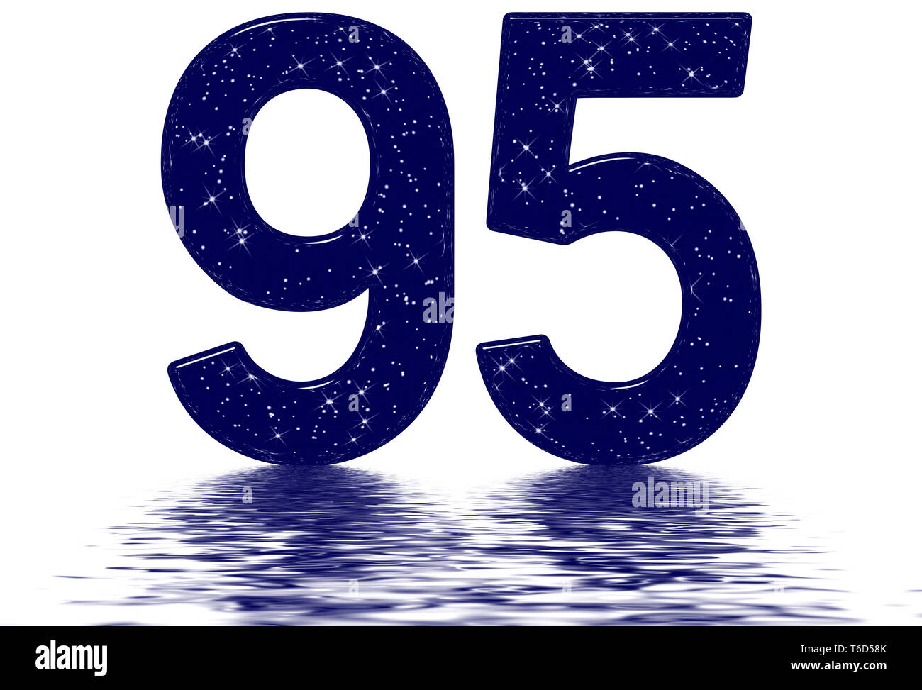 Numeral 95, ninety five, star sky texture imitation, reflected on the ...