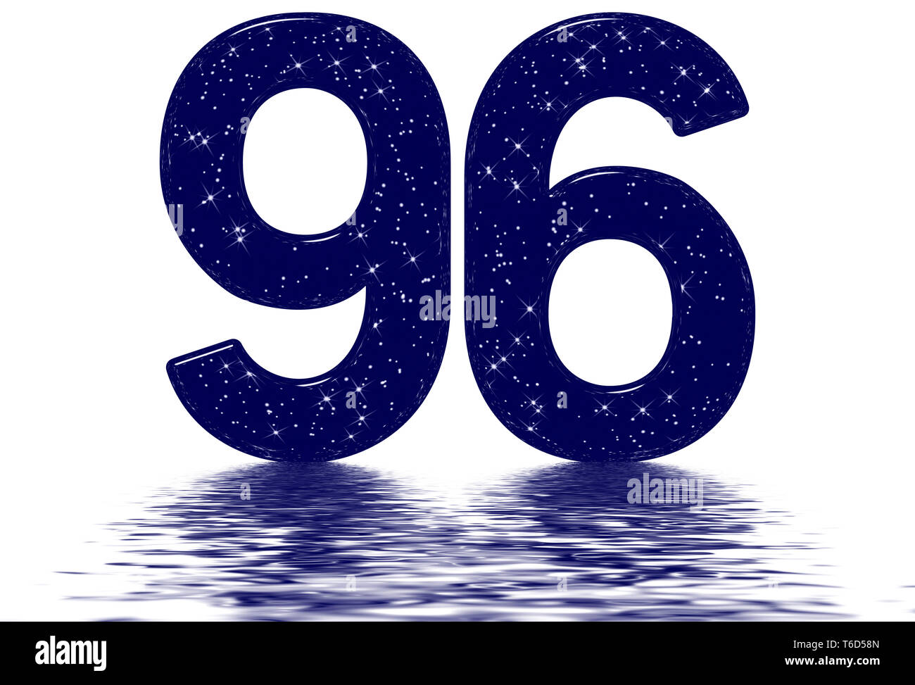 Numeral 96, ninety six, star sky texture imitation, reflected on the ...