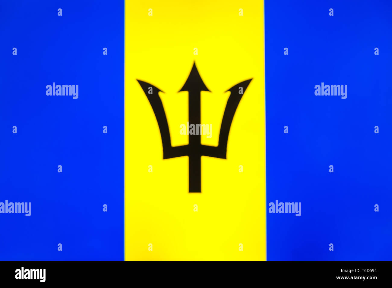 abstract blurred background color of the national flag of Barbados ...