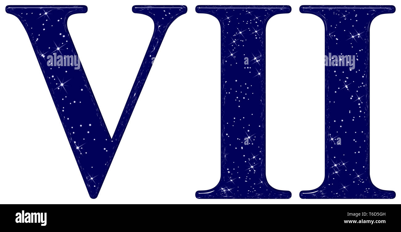 Roman numeral 7, seven, star sky texture imitation, isolated on white ...