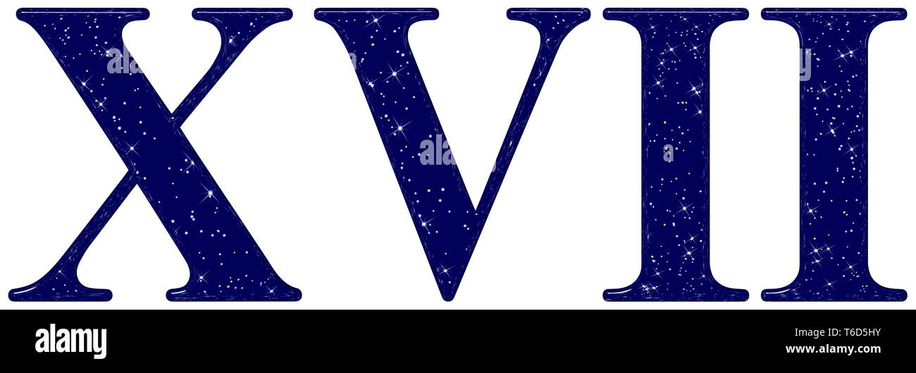 Roman numeral 17, seventeen, star sky texture imitation, isolated on ...