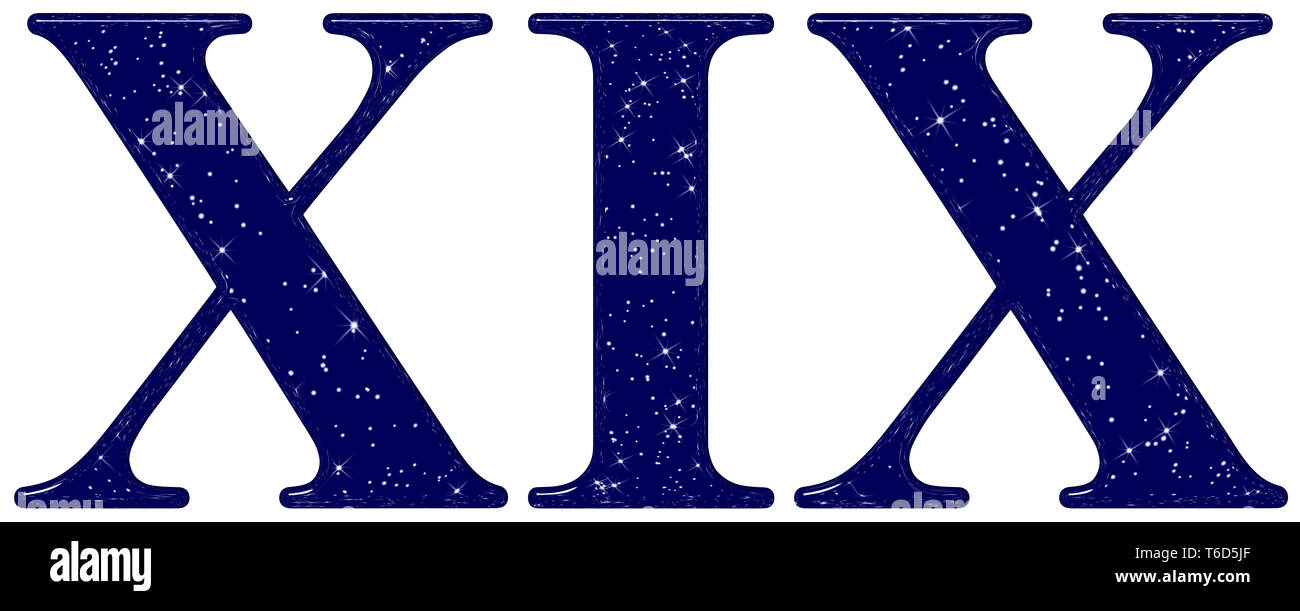 Roman numeral 19, nineteen, star sky texture imitation, isolated on ...