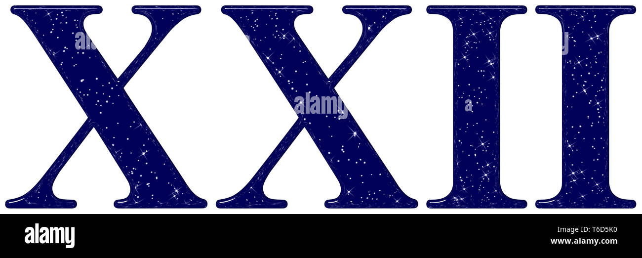 Roman numeral 22, twenty two, star sky texture imitation, isolated on ...