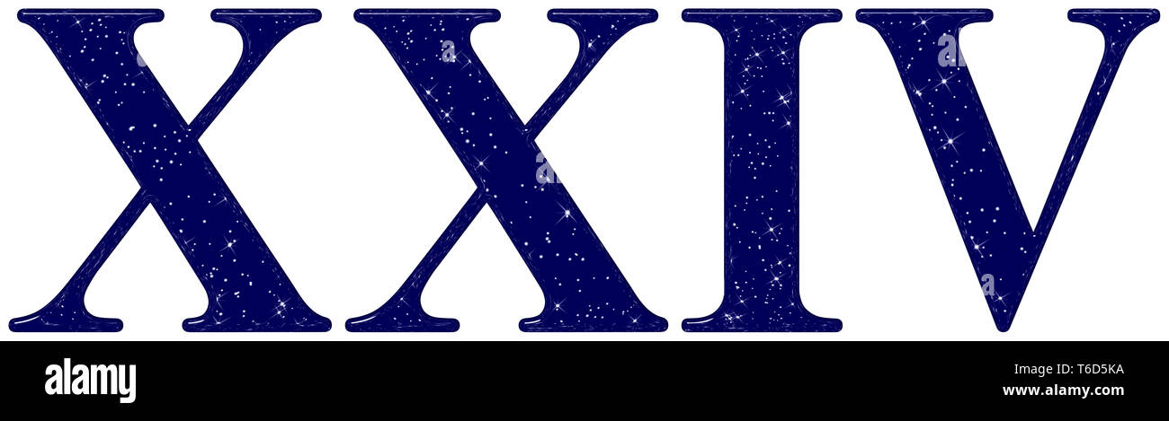 Roman numeral 24, twenty four, star sky texture imitation, isolated on ...