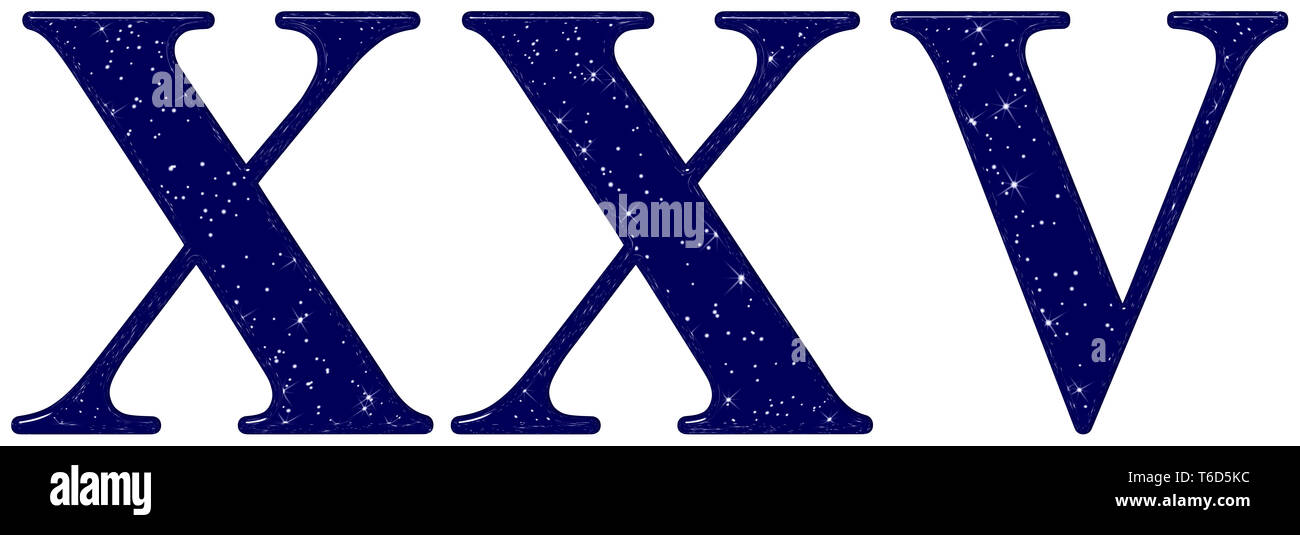 Roman numeral 25, twenty five, star sky texture imitation, isolated on ...