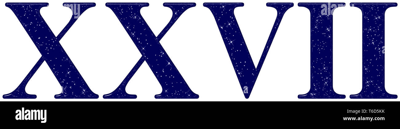 Roman numeral 27, twenty seven, star sky texture imitation, isolated on ...