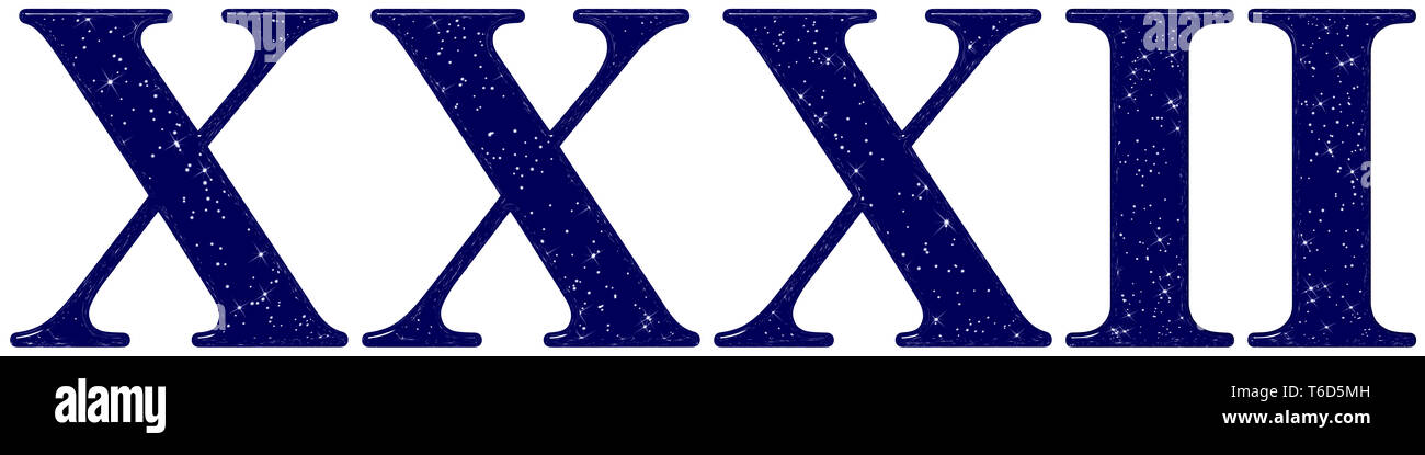 Roman numeral 32, thirty two, star sky texture imitation, isolated on ...