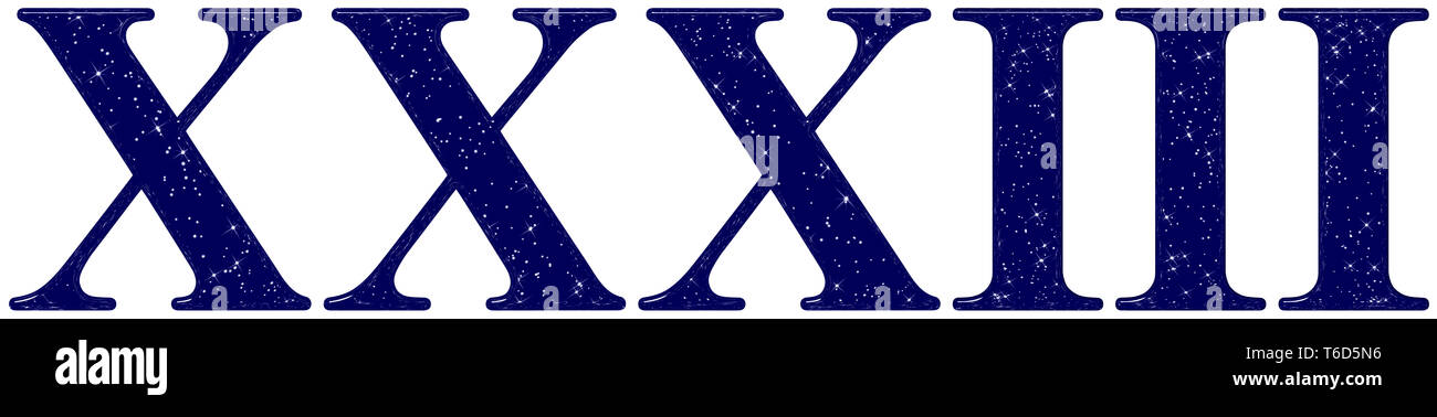 Roman numeral 33, thirty three, star sky texture imitation, isolated on ...