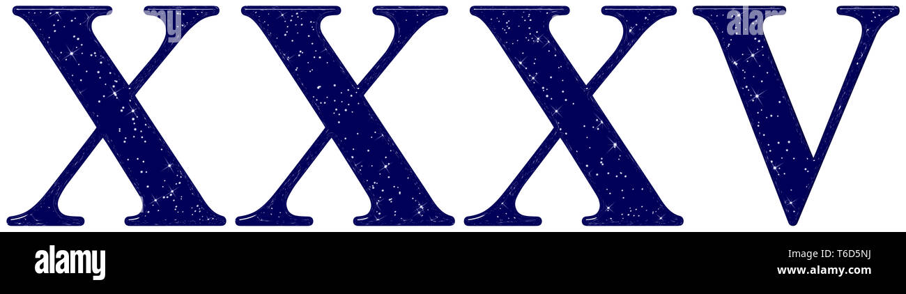 Roman numeral 35, thirty five, star sky texture imitation, isolated on ...