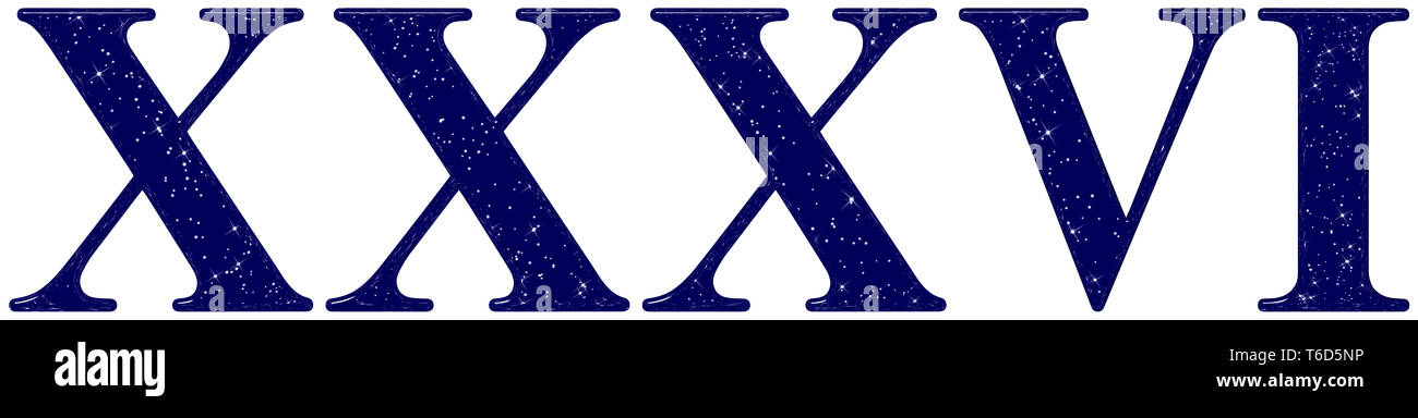 Roman numeral 36, thirty six, star sky texture imitation, isolated on ...