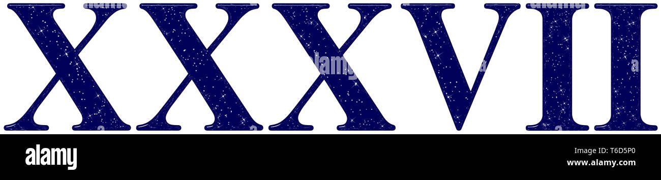 Roman numeral 37, thirty seven, star sky texture imitation, isolated on ...