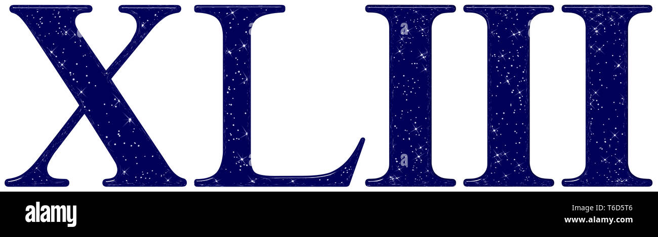 Roman numeral 43, forty three, star sky texture imitation, isolated on ...