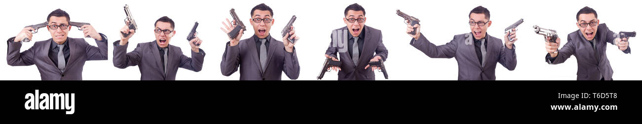 Funny businessman gun on white hi-res stock photography and images - Alamy