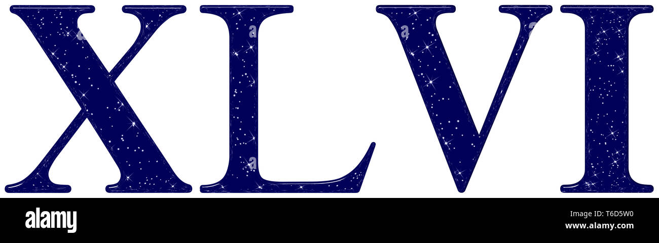 Roman numeral 46, forty six, star sky texture imitation, isolated on ...