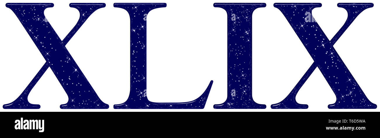 Roman numeral 49, forty nine, star sky texture imitation, isolated on ...