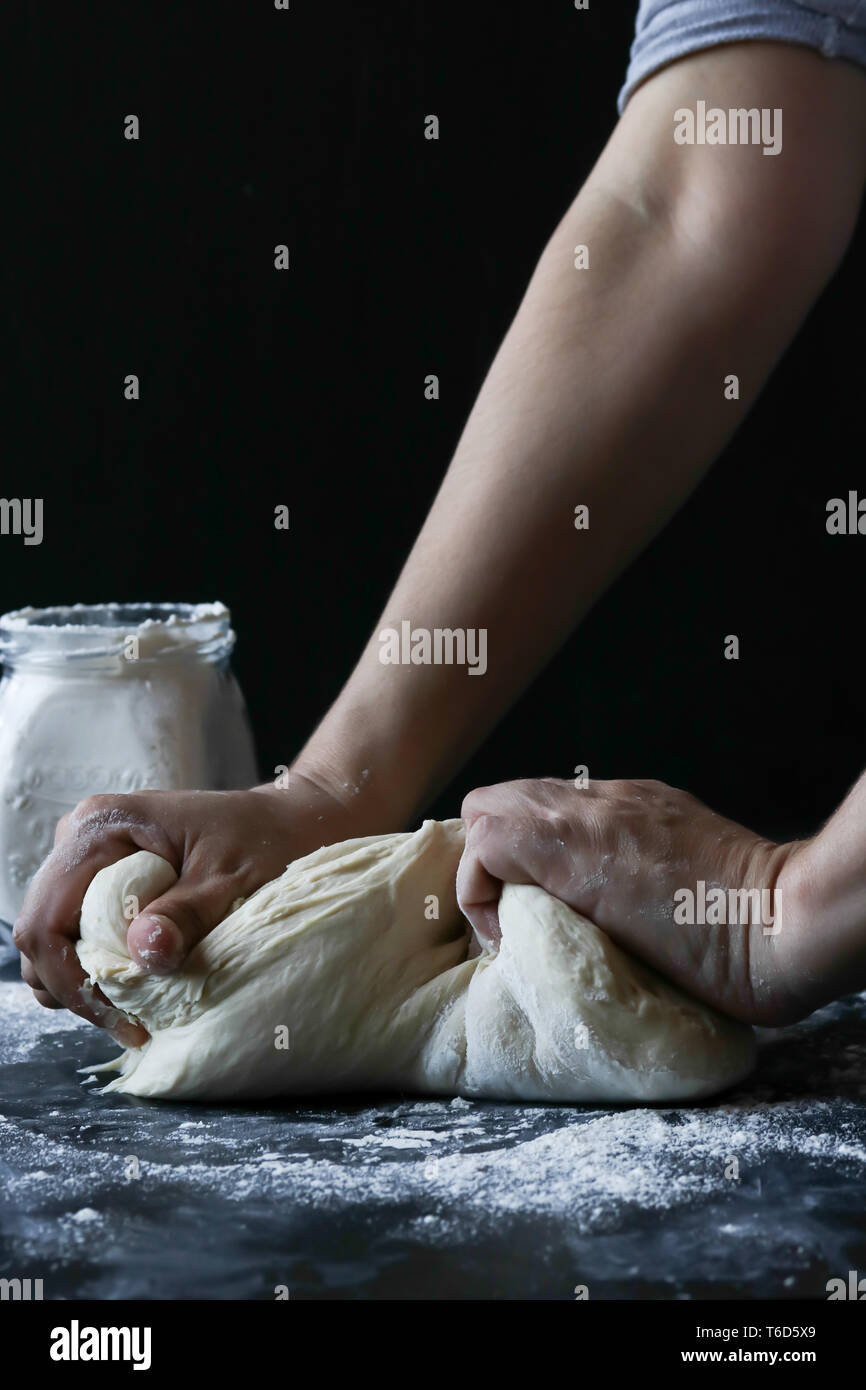 Woman kneading dough homemade hi-res stock photography and images - Alamy