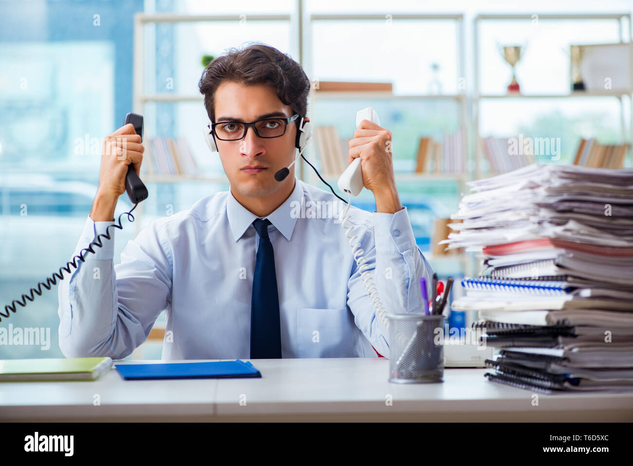 Call centre worker angry hi-res stock photography and images - Alamy