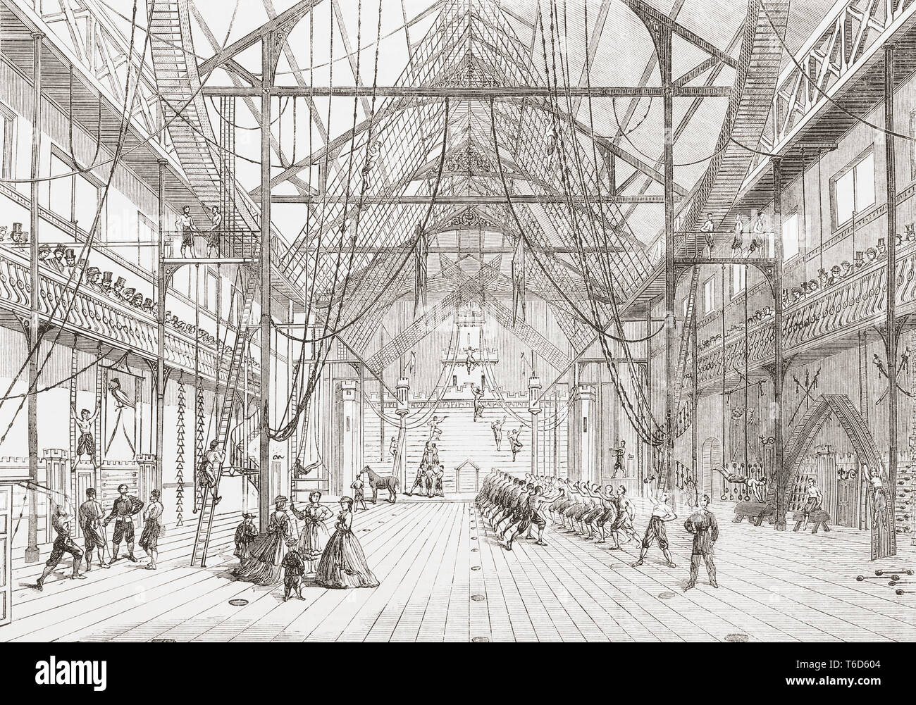 Interior of the new gymnasium in Myrtle Street, Liverpool, England ...