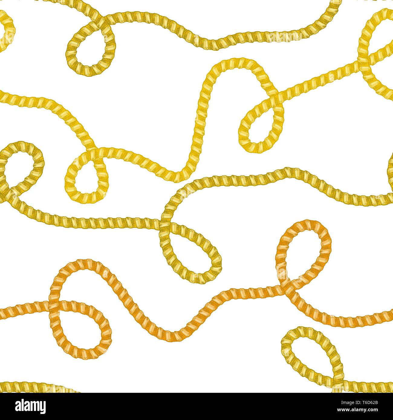 Seamless pattern with retro hand-drawn sketch golden chain on white ...